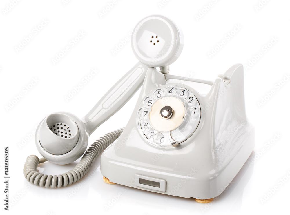 old phone on white background Stock Photo | Adobe Stock