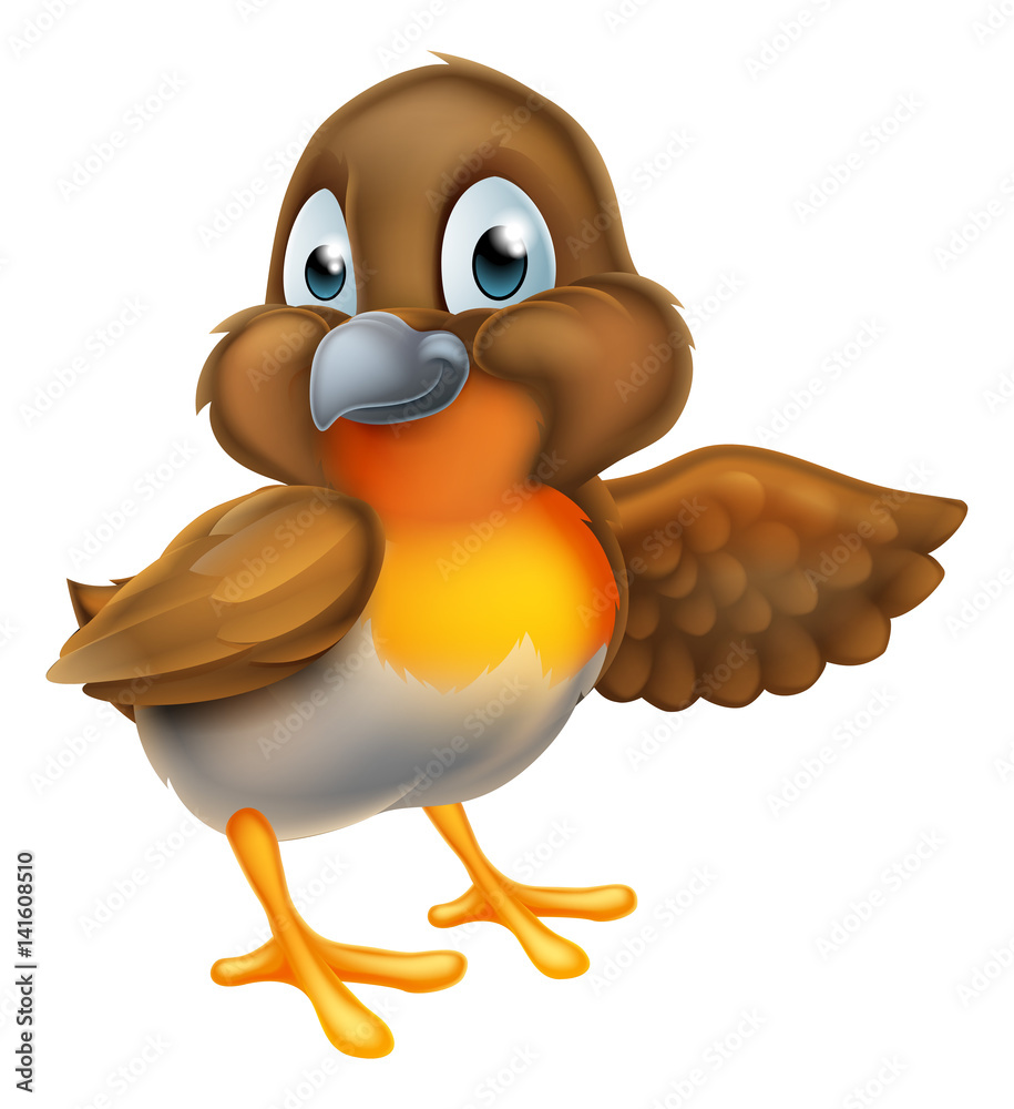 Cartoon Robin Bird Mascot Stock Vector | Adobe Stock