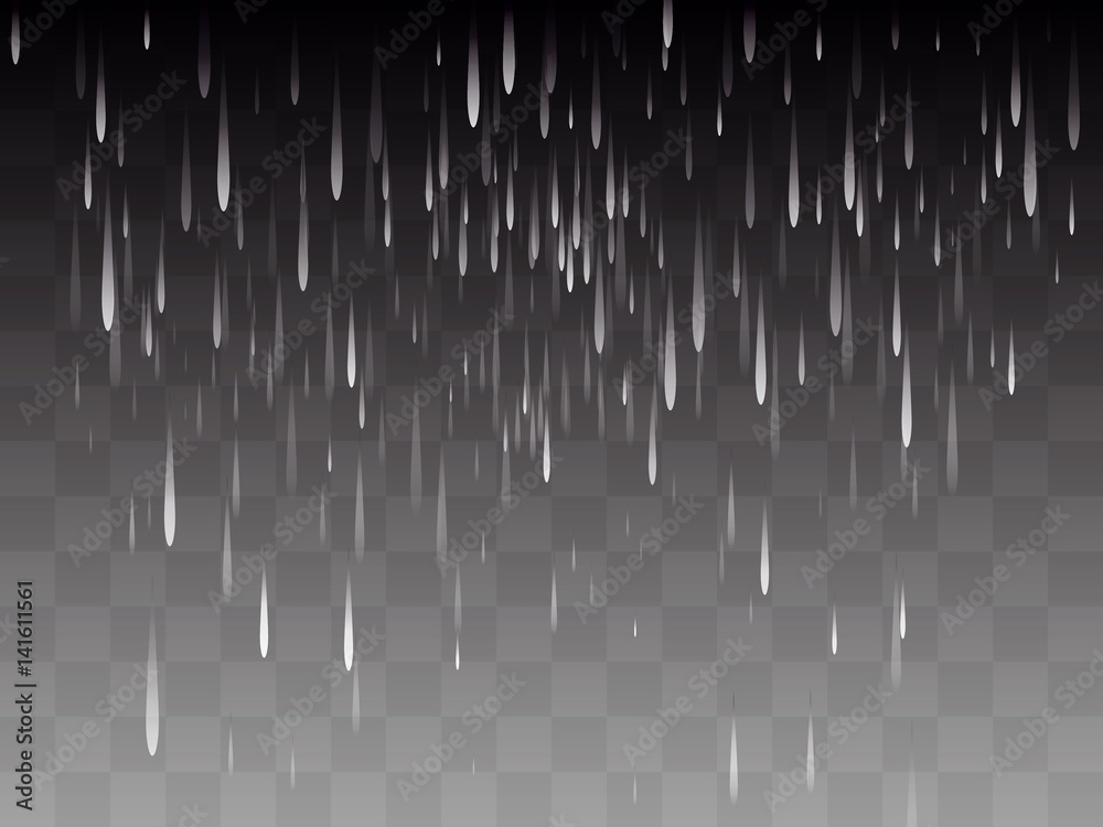 Rain texture, vector illustration, Realistic rain drops isolated on ...