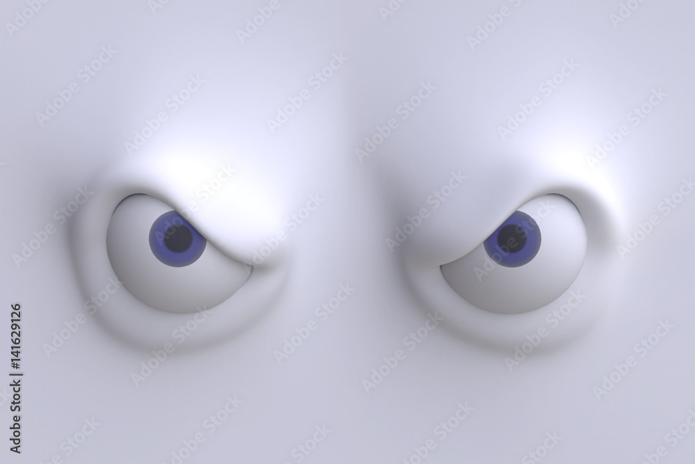 Two funny cartoon eyes. Element of emotion characters face. 3d render ...