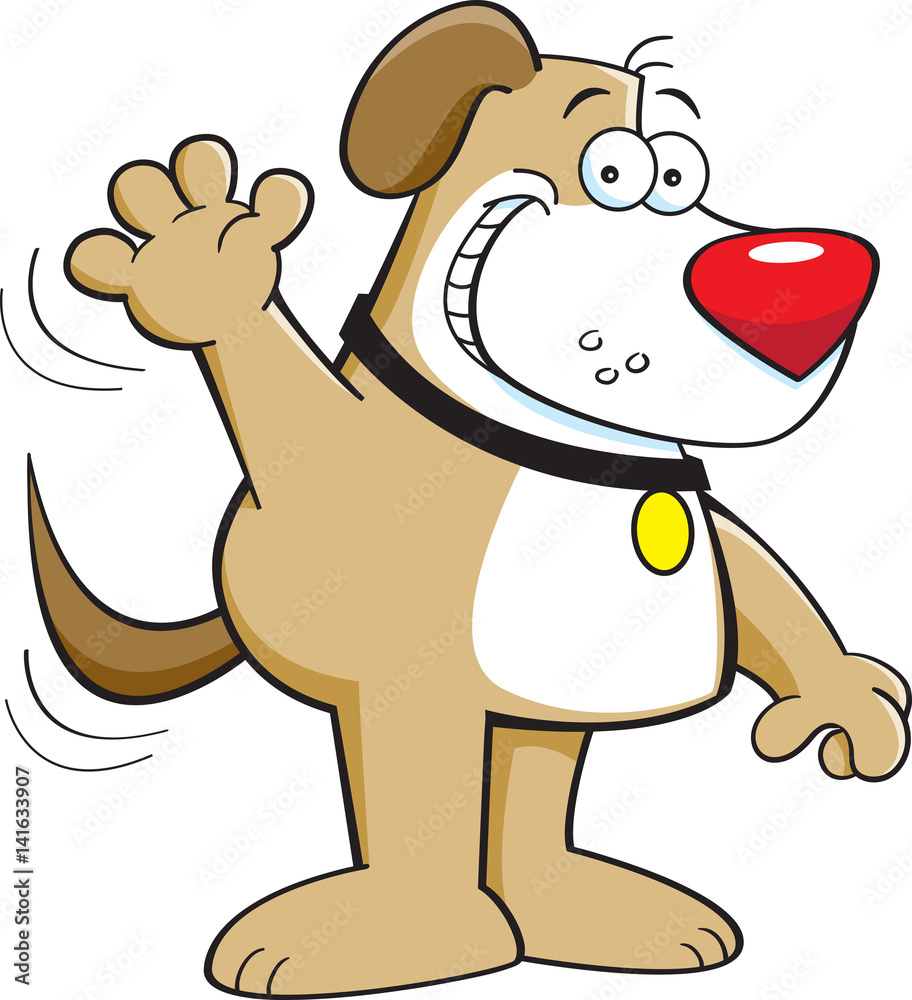 Cartoon illustration of a dog waving. Stock Vector | Adobe Stock