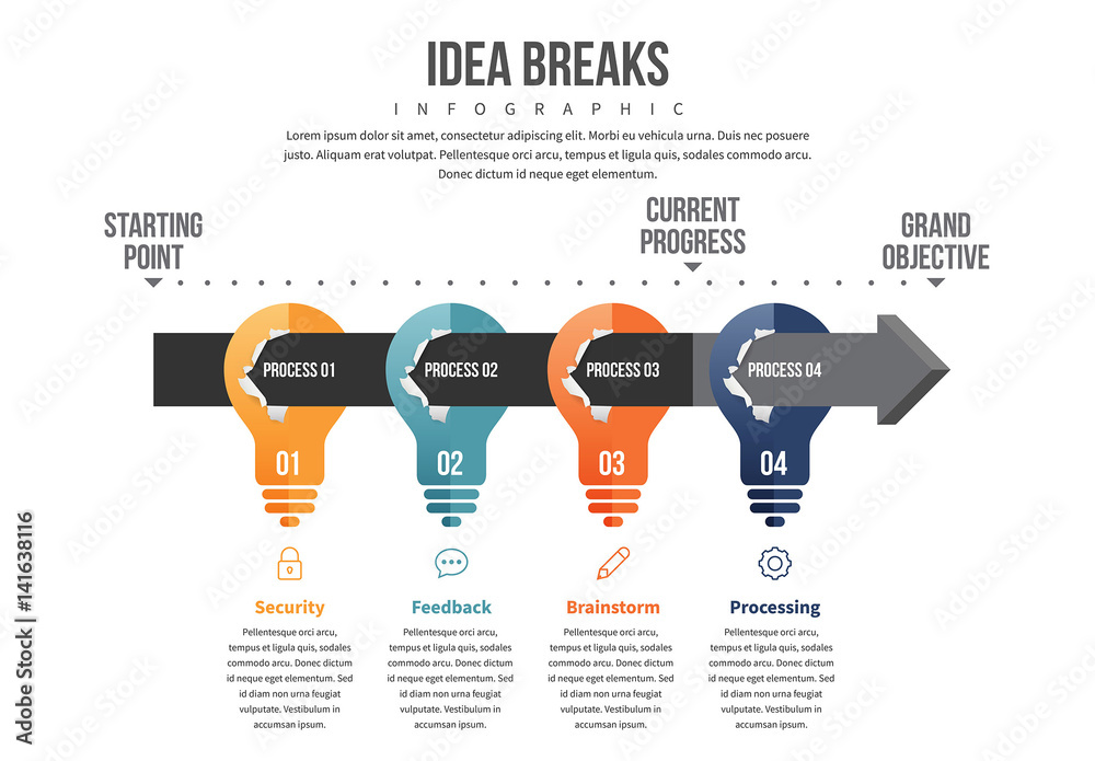 Broken Bulb Infographic Stock Template | Adobe Stock