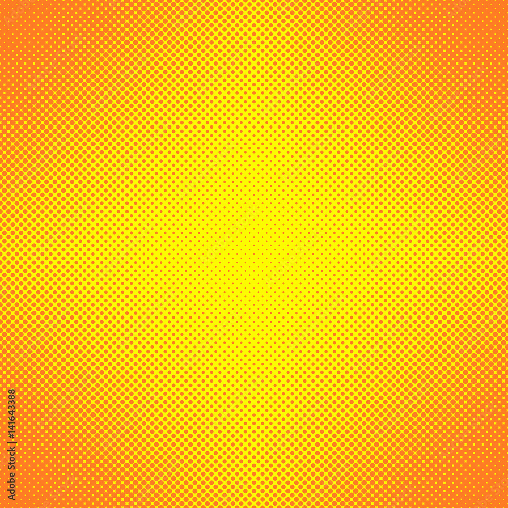 Gradient halftone dots background. Pop art template, texture. Yellow ...