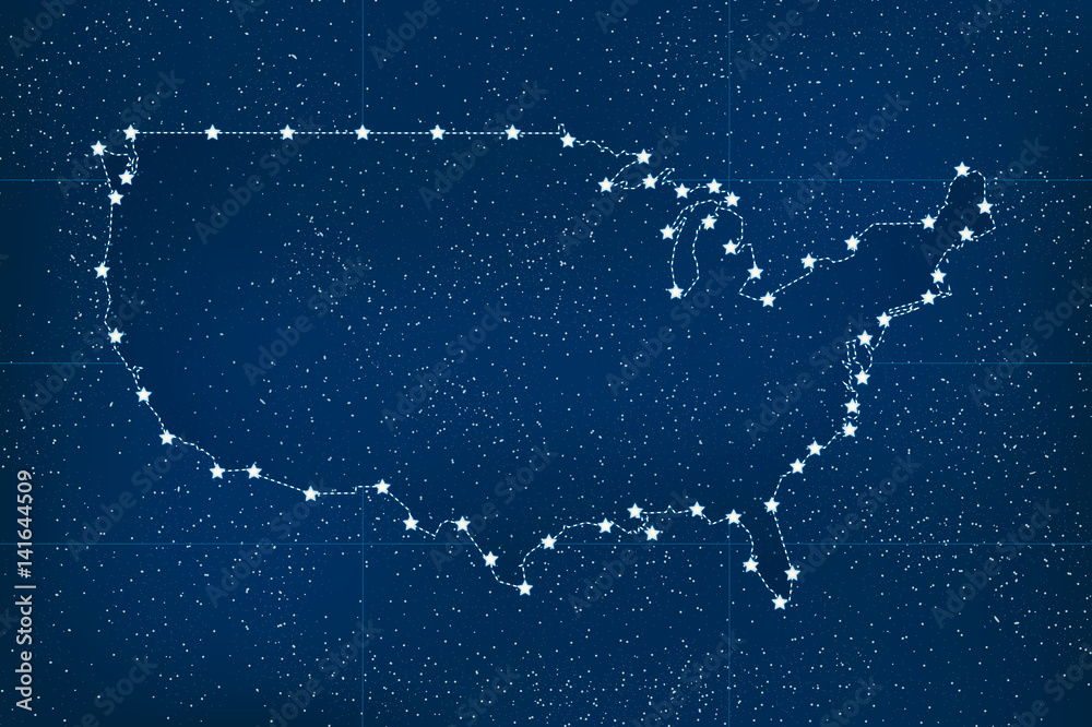 USA map with stars in the universe illustration Stock Illustration ...