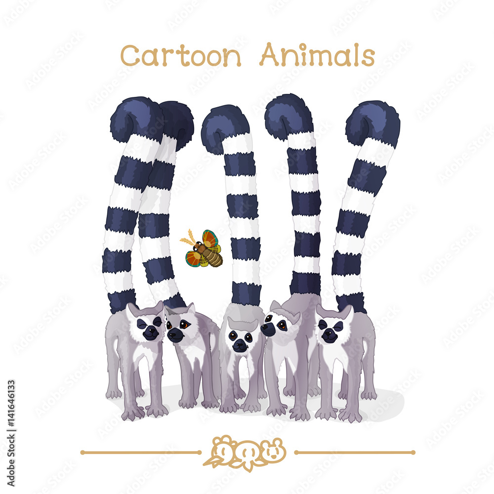 Toons series cartoon animals: group of funny lemurs Stock Vector ...