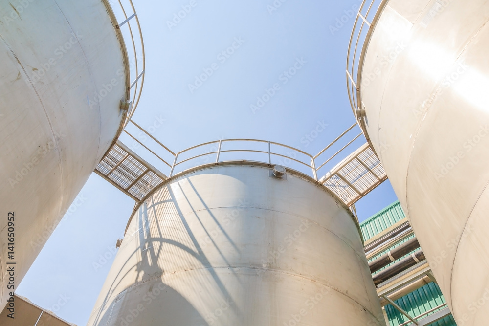 Outdoor Water tank storage in blue sky background, for industrial and ...