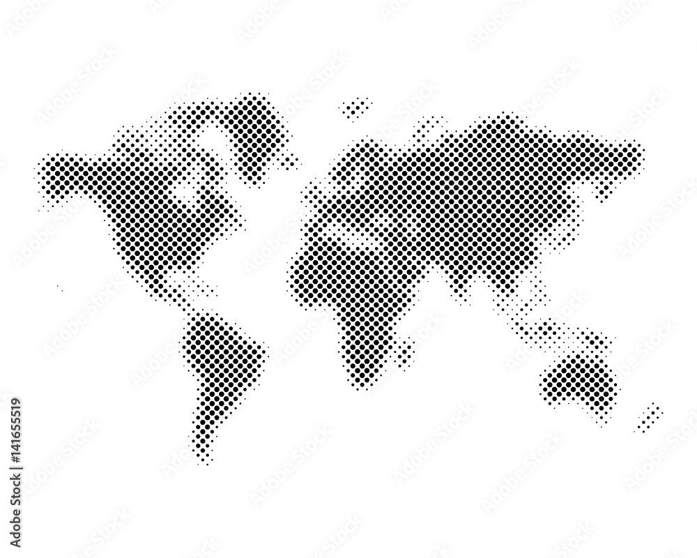 Halftone world map. Vector illustration Stock Vector | Adobe Stock