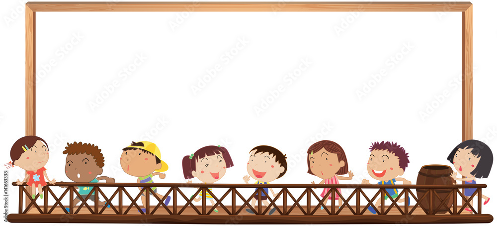 Board template with happy kids Stock Vector | Adobe Stock