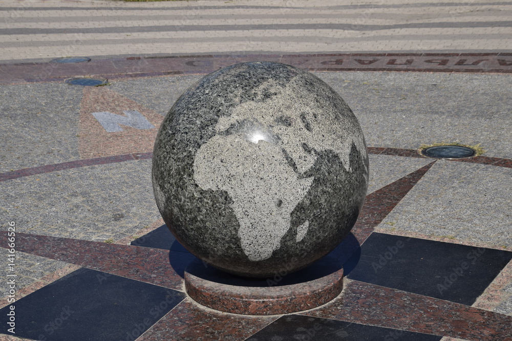 Granite bowl engraved maps of the world. The symbol of peace and unity ...