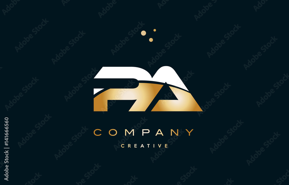pa p a white yellow gold golden luxury alphabet letter logo icon ...