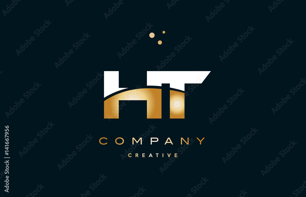 ht h t white yellow gold golden luxury alphabet letter logo icon ...
