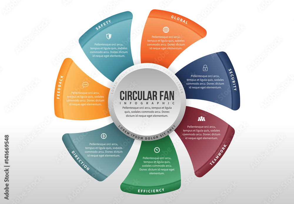 Circular Fan Infographic 3 Stock Template | Adobe Stock