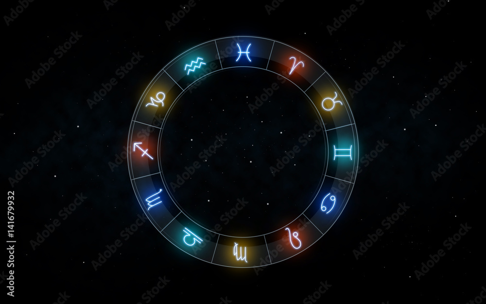 signs of zodiac over night sky and stars Stock Illustration | Adobe Stock