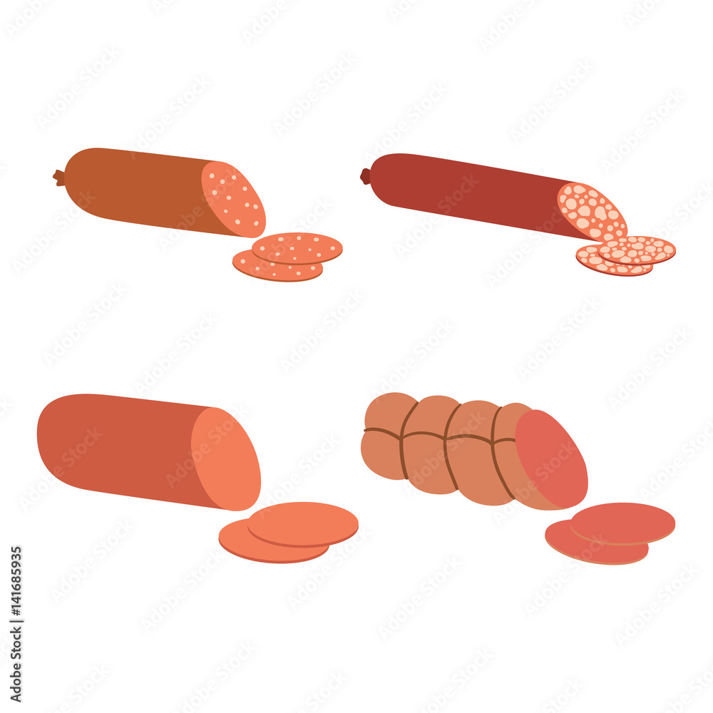 Meat products set of cartoon delicious barbecue kebab variety delicious ...