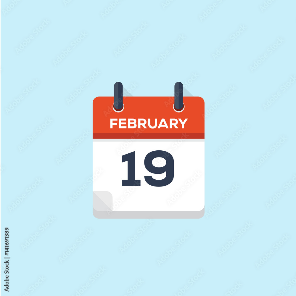 19. february calendar, vector illustration Stock Vector | Adobe Stock