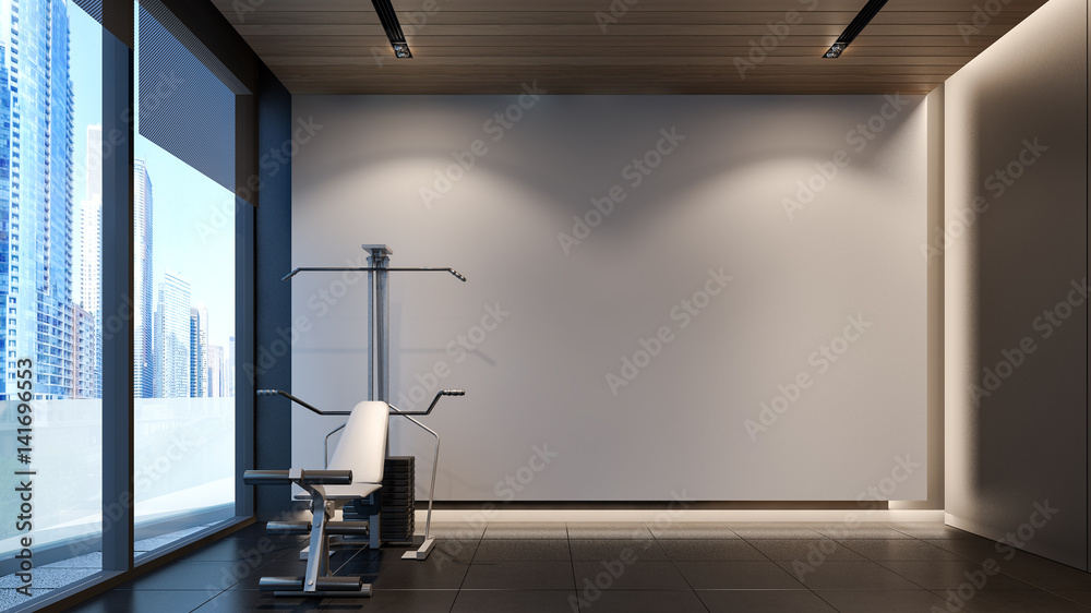 Interior of Modern gym , 3d rendering Stock Illustration | Adobe Stock