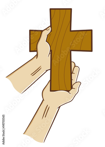 Hand Holding Wooden Christian Cross Stock Vector | Adobe Stock Hand Holding Wooden Christian Cross Stock Vector | Adobe Stock