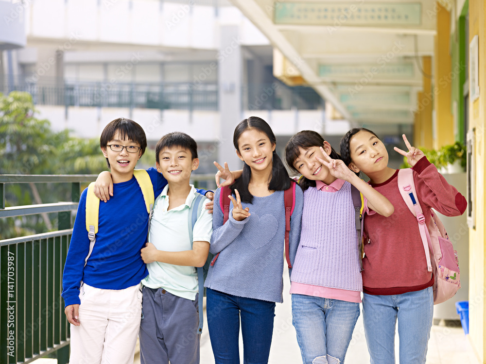 group of happy asian elementary school student Stock Photo | Adobe Stock