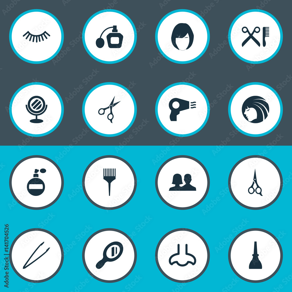 Vector Illustration Set Of Simple Salon Icons. Elements Glass ...