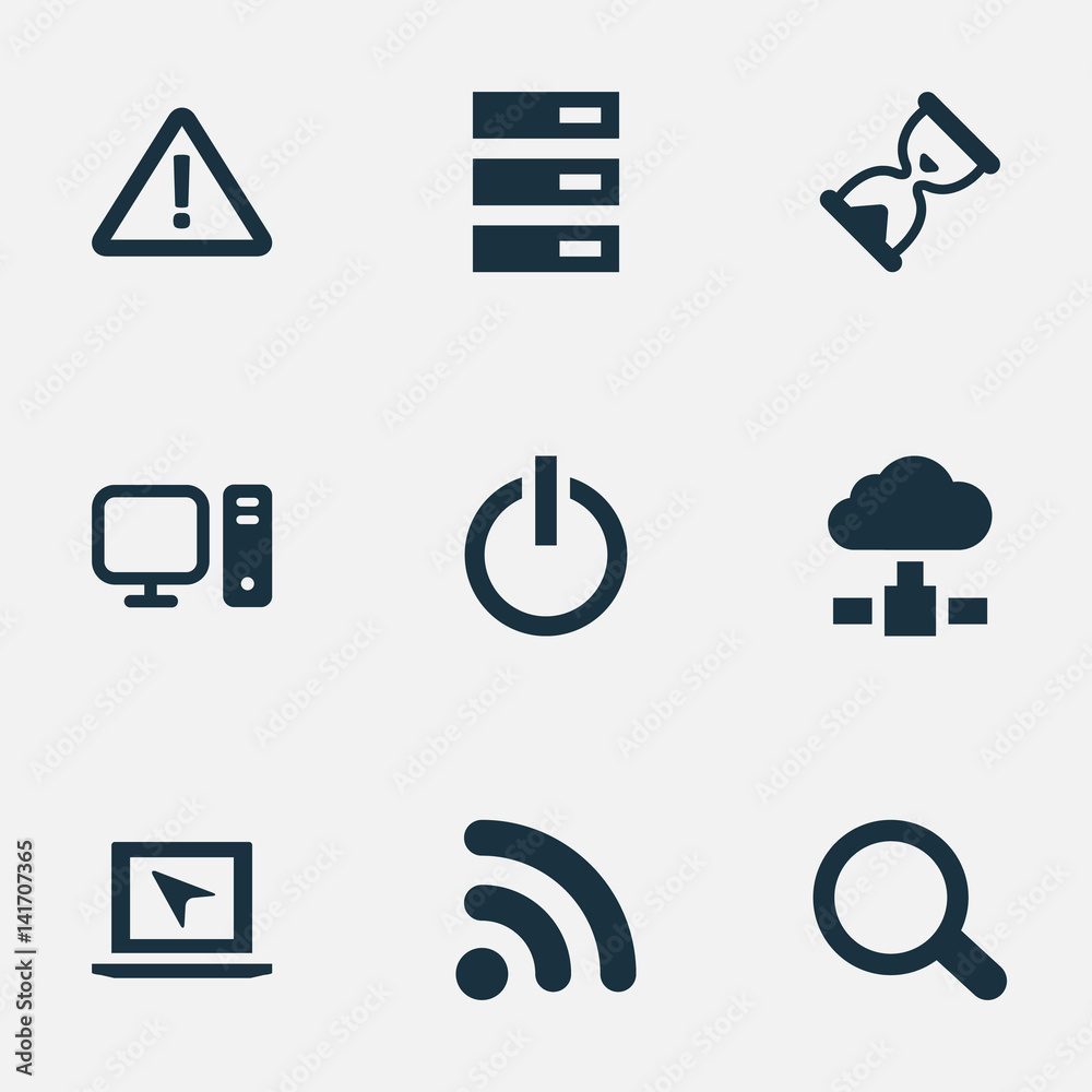 Vector Illustration Set Of Simple Notebook Icons. Elements Hourglass ...