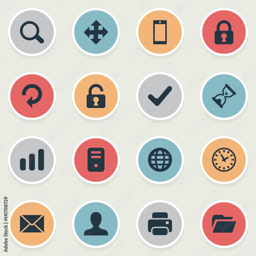 Vector Illustration Set Of Simple Apps Icons. Elements Lock, Refresh ...