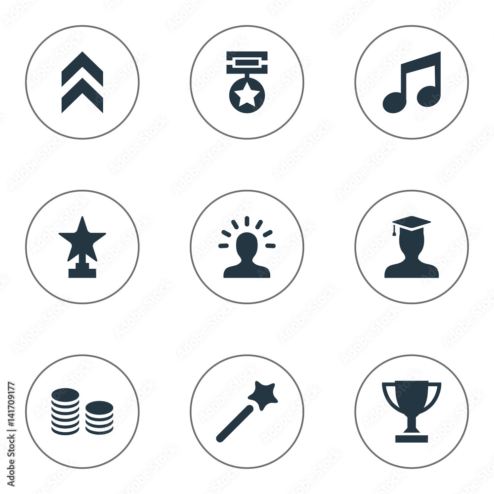 Vector Illustration Set Of Simple Achievement Icons. Elements Avatar ...
