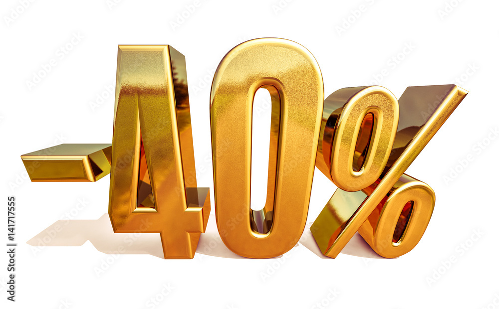 Gold -40%, Minus Forty Percent Discount Sign Stock Illustration | Adobe ...