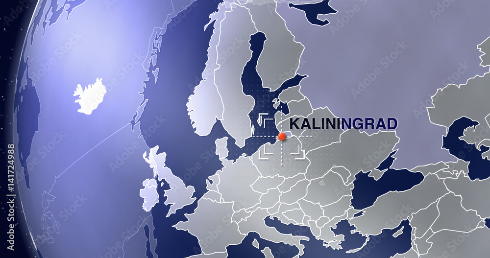 KALININGRAD, Country Map, Russia City Location, illustrated, graphic ...