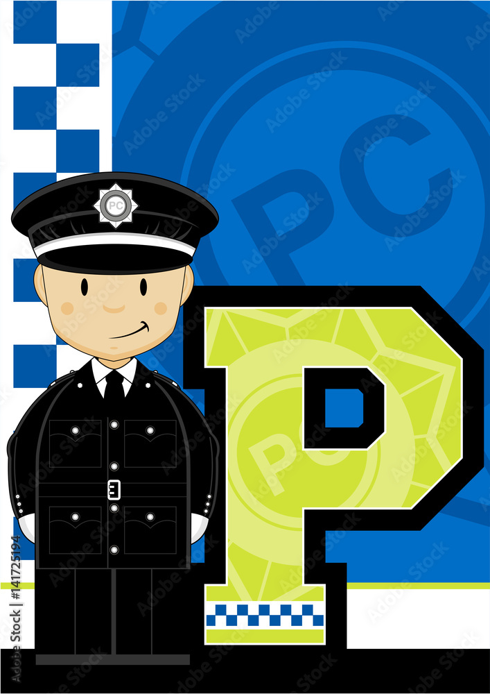P is for Policeman Alphabet Learning Illustration Stock Vector | Adobe ...
