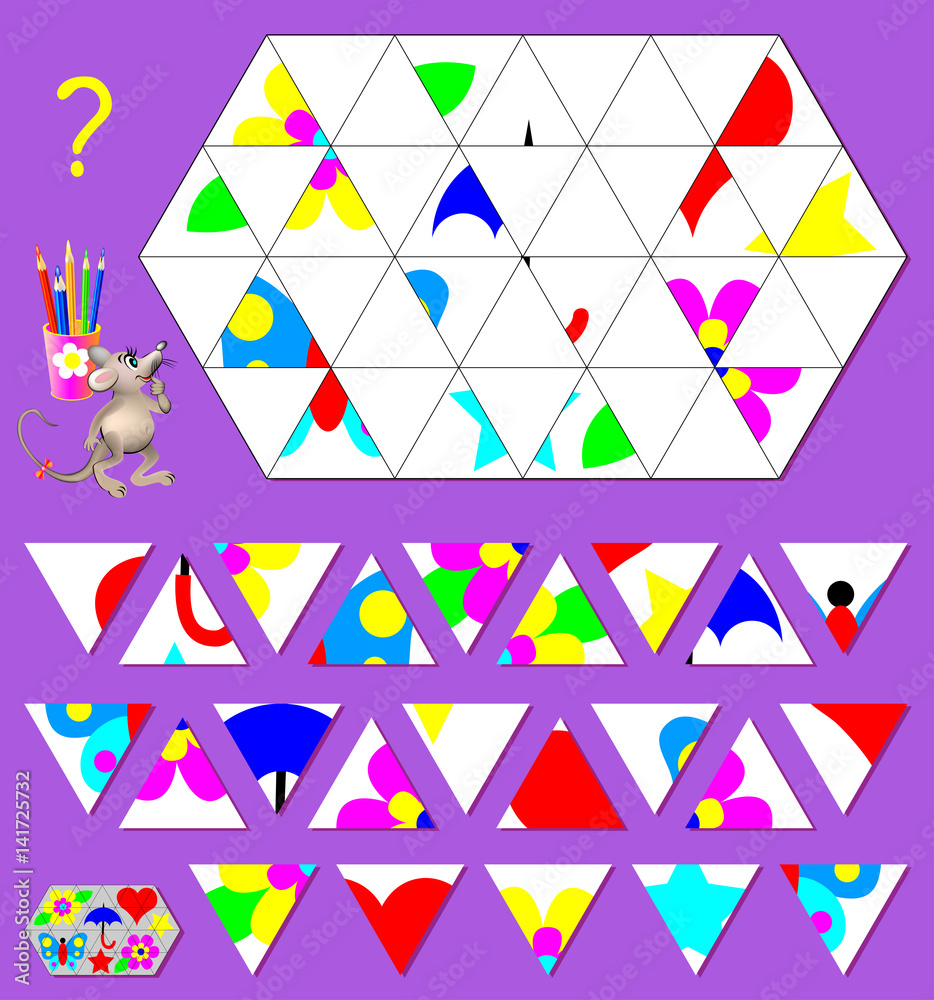 Logic puzzle game. Need to find the correct place for each triangle and ...
