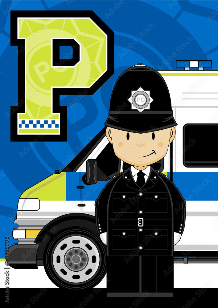 P is for Policeman Alphabet Learning Illustration Stock Vector | Adobe ...