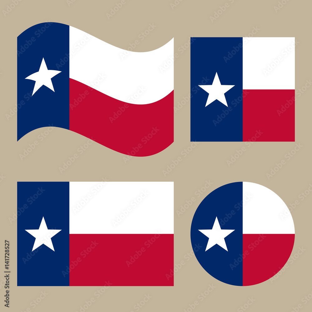 Texas flag, different shapes set, isolated on vintage background ...