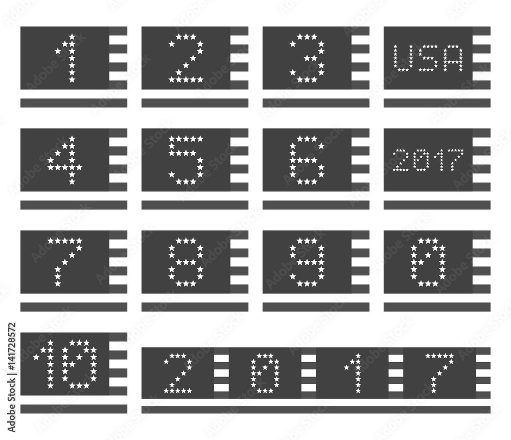 Star numbers on USA flag, isolated on white background, vector ...