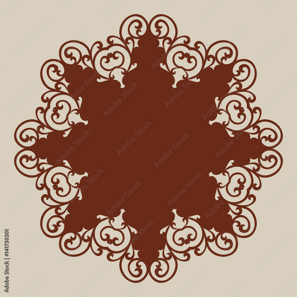Geometric ornament. The template pattern for decorative round panel. A ...