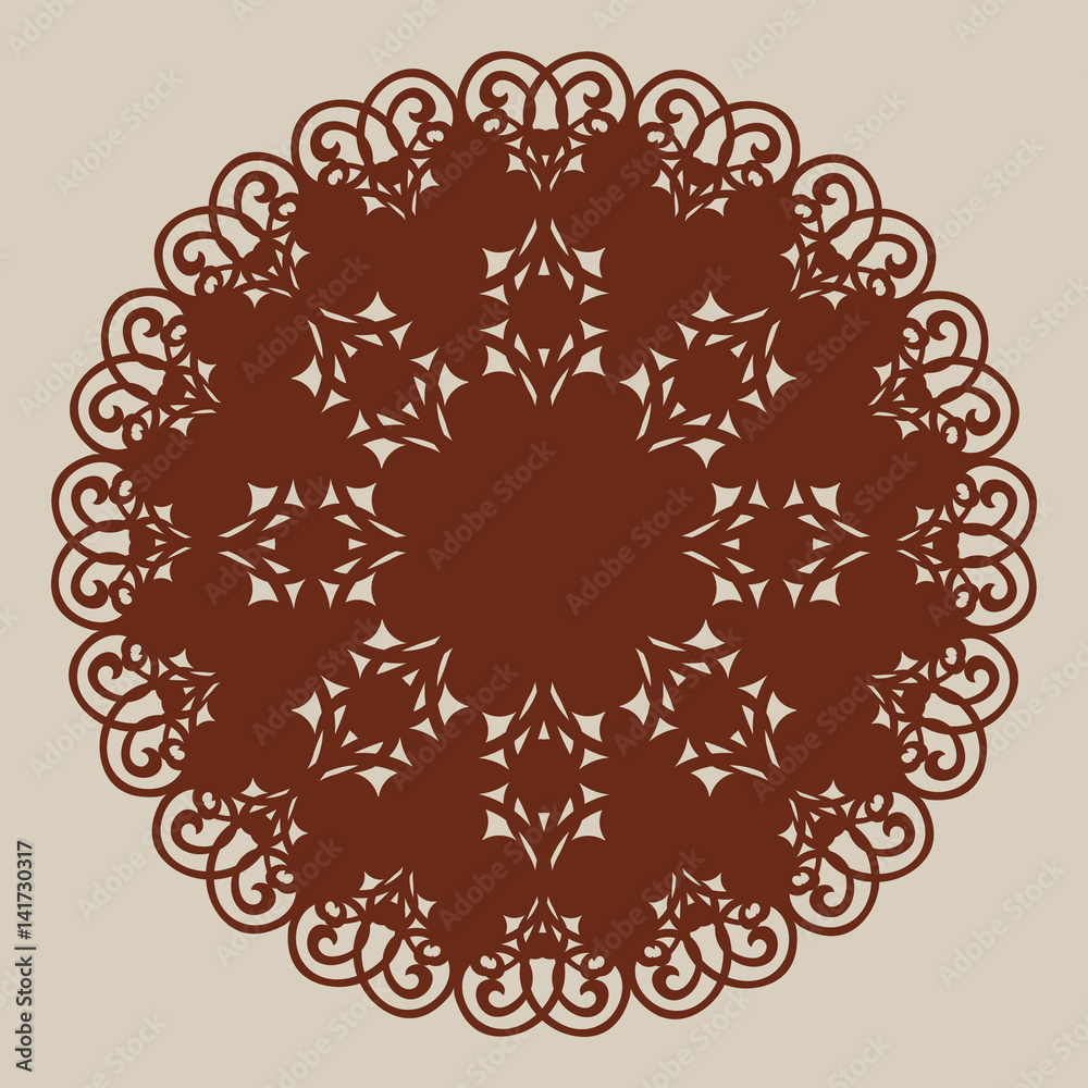 Geometric ornament. The template pattern for decorative round panel. A ...