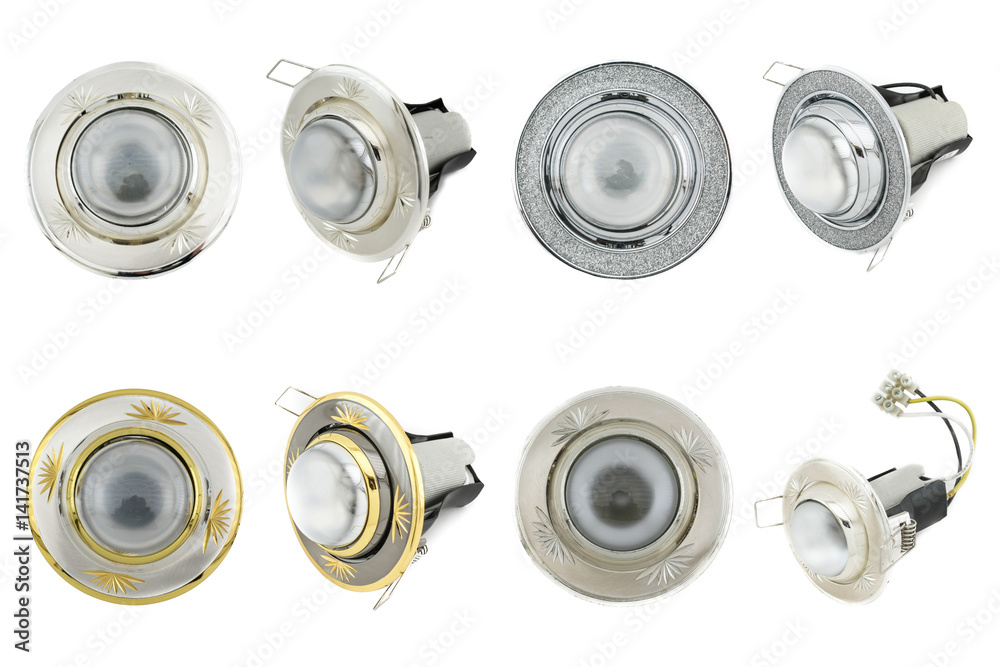 set of halogen bulbs on white background, collection of different kind ...
