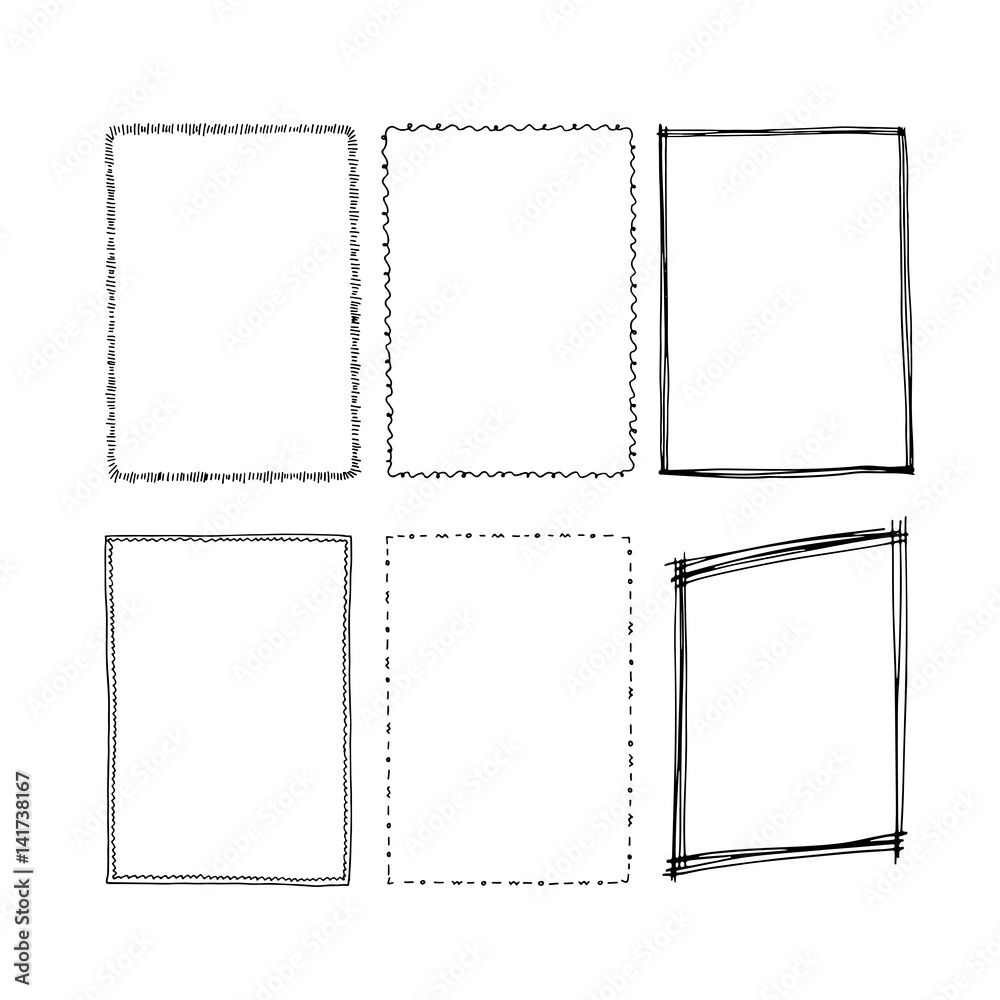Hand drawn rectangular frames. Stock Vector | Adobe Stock
