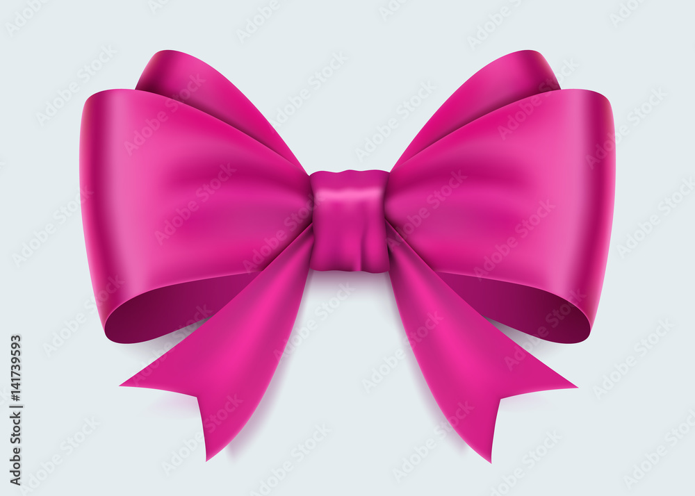Realistic pink bow isolated on white background. Stock Vector | Adobe Stock
