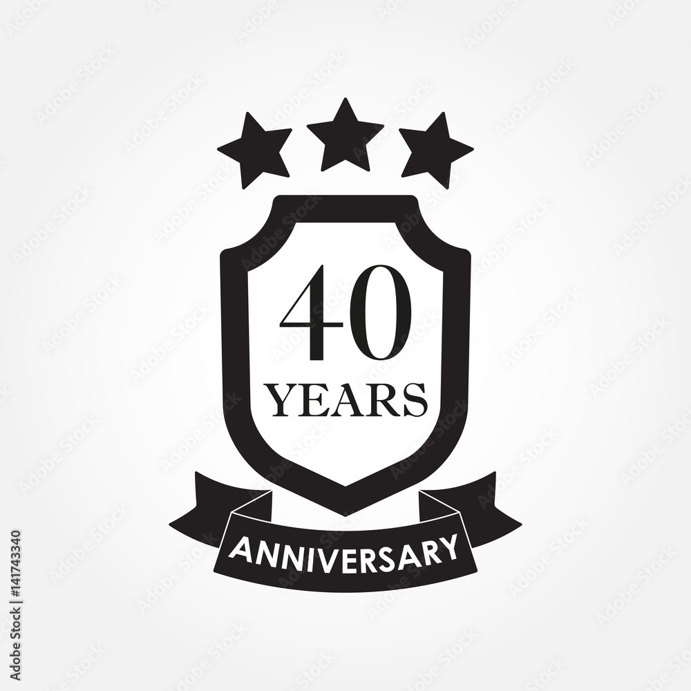 40 years anniversary icon or emblem. 40th anniversary label ...