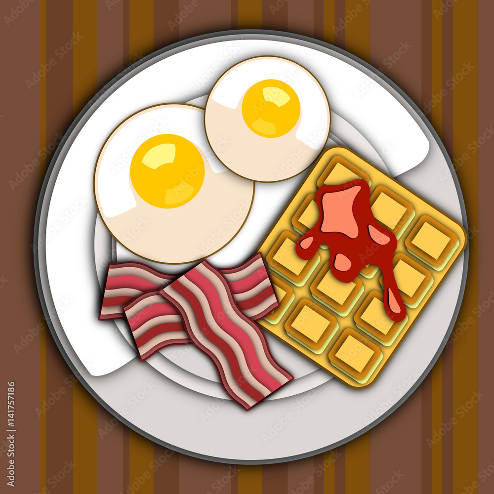 Flat Breakfast Plate Graphic Design Vector Stock Vector | Adobe Stock