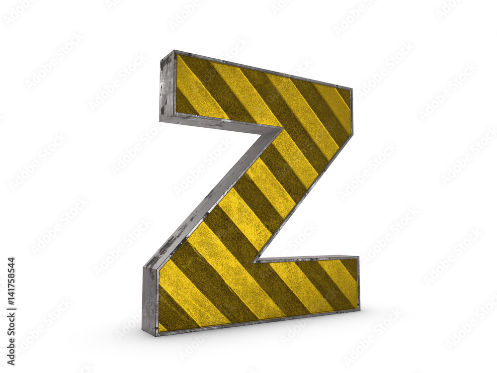 Uppercase yellow Letter Z - heavy iron extruded letter industrial style ...