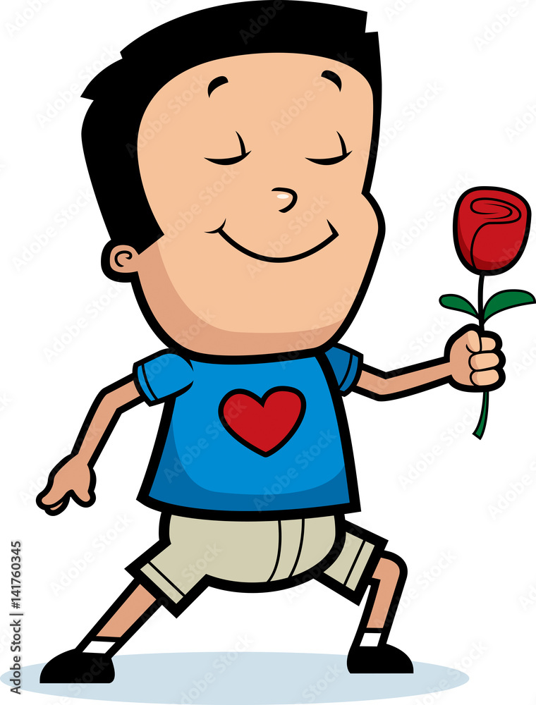 Cartoon Boy Flower Stock Vector | Adobe Stock