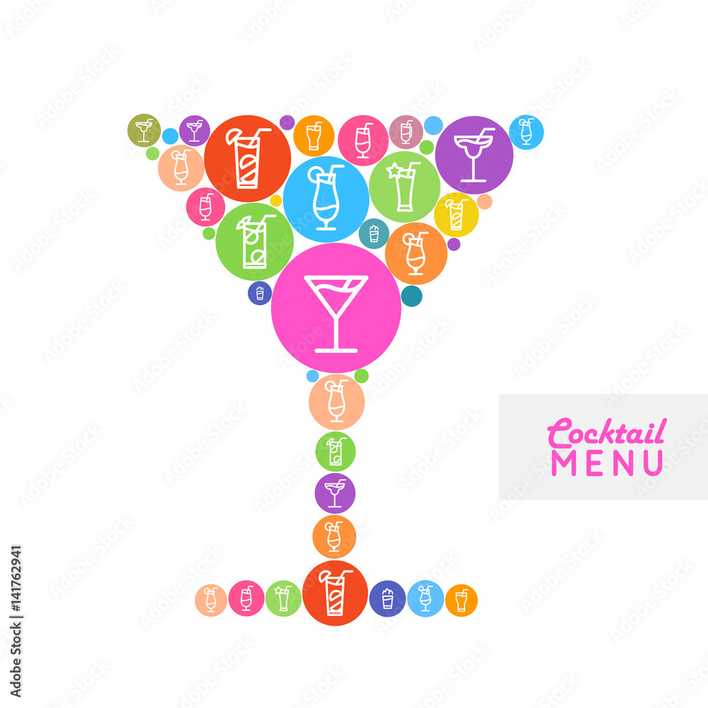 Cocktail menu design. Flat style poster Stock Vector | Adobe Stock