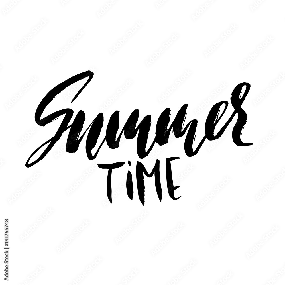 Summer time. Hand drawn lettering. Vector illustration. Handwritten ...