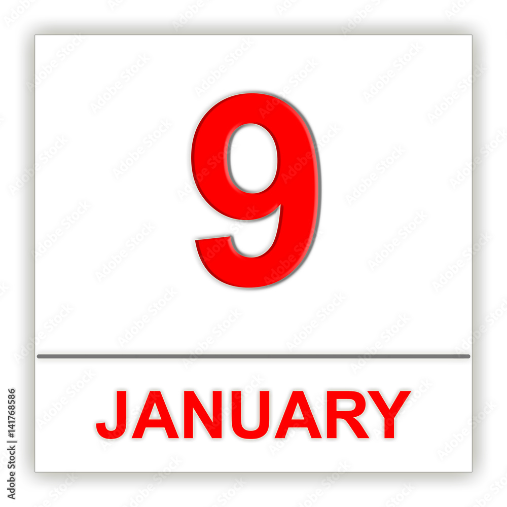 January 9. Day on the calendar. Stock Illustration | Adobe Stock
