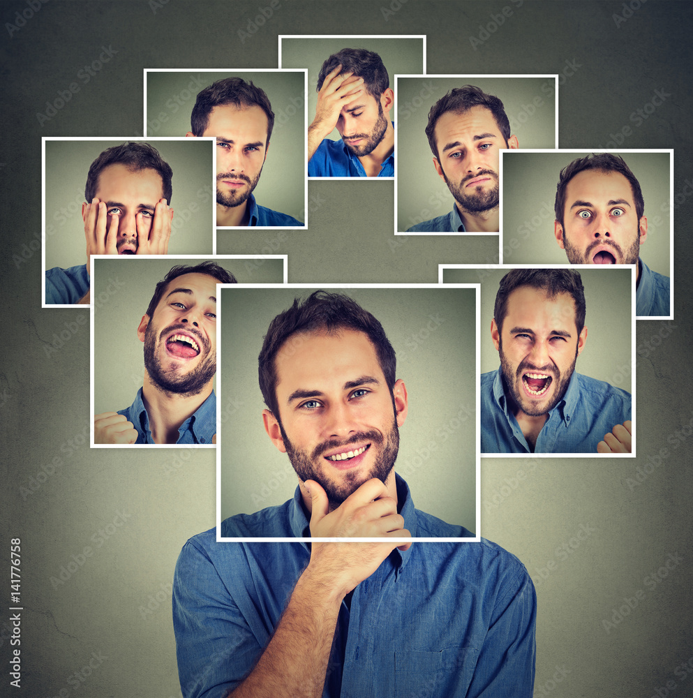 Masked happy man Stock Photo | Adobe Stock