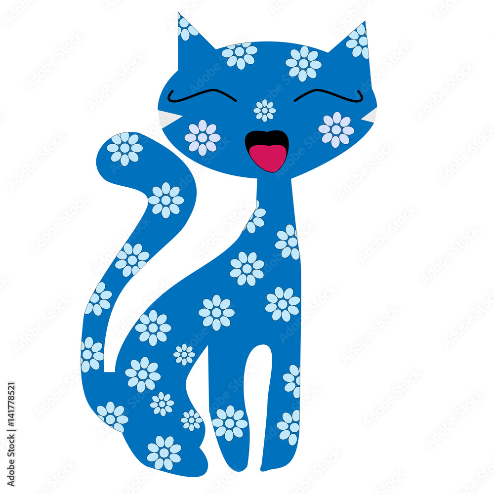 Cartoon cat in flower Stock Vector | Adobe Stock