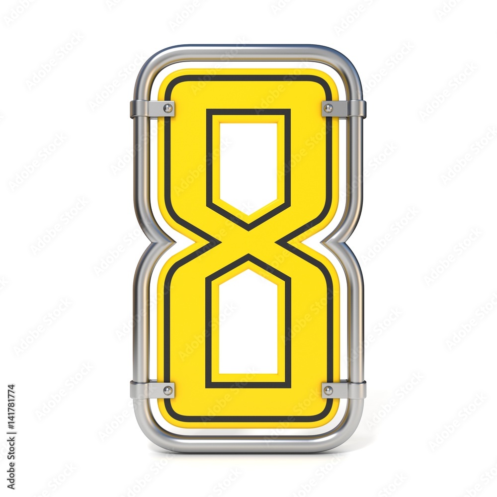 Framed traffic road sign FONT number 8 3D Stock Illustration | Adobe Stock