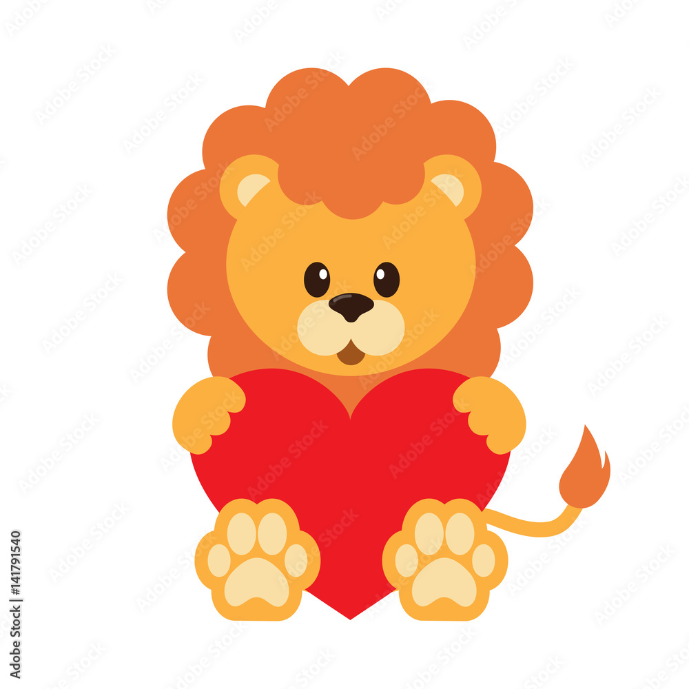 cartoon lion and heart Stock Vector | Adobe Stock