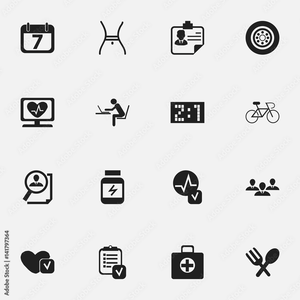 Set Of 16 Editable Complicated Icons. Includes Symbols Such As Group ...